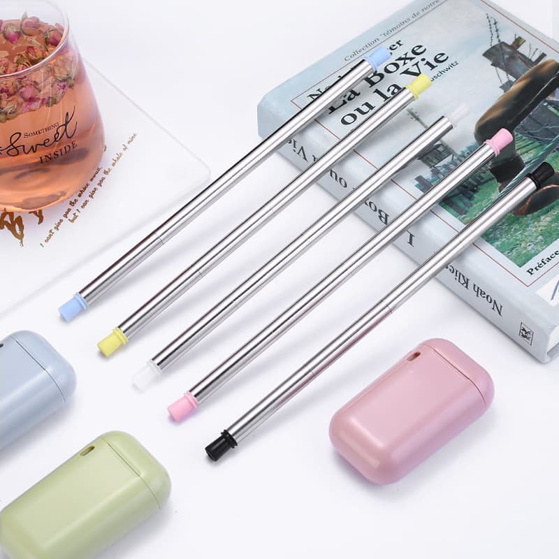 Stainless Steel Folding Straw Set – brandpromosus.com
